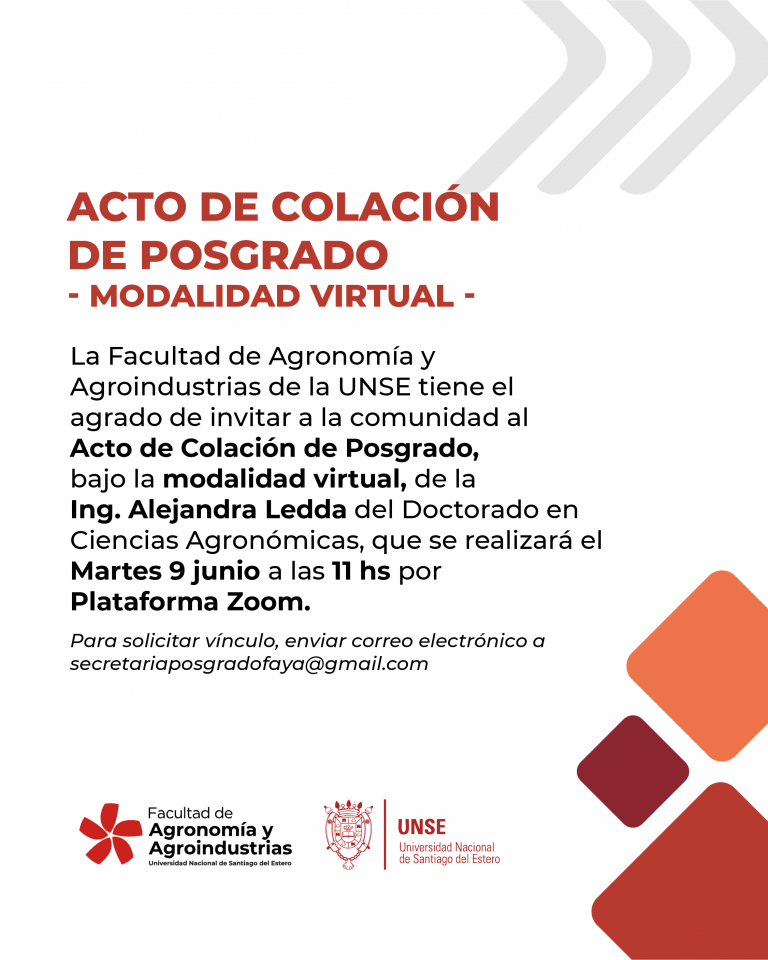 ACTO DE COLACIÓN DE POSGRADO - MODALIDAD VIRTUAL | Facultad de ...